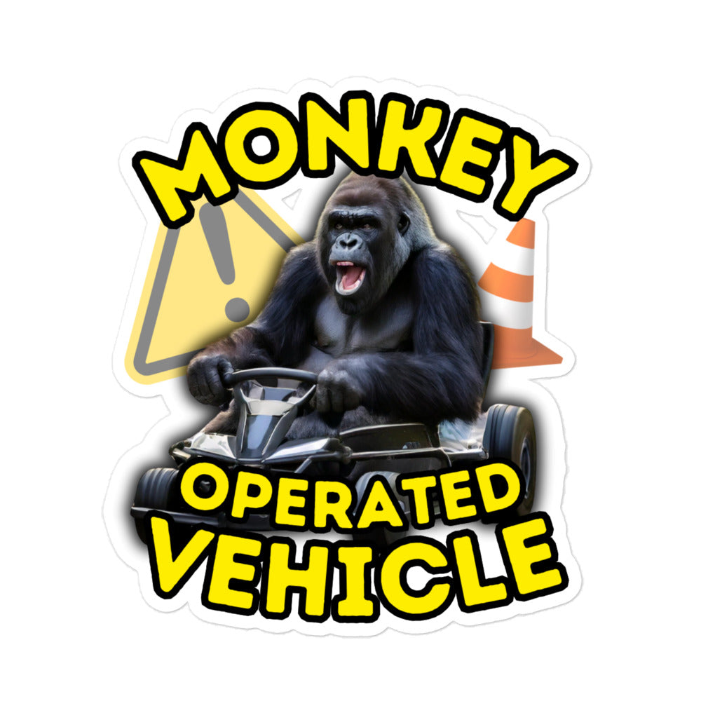"Monkey Operated Vehicle" Sticker (5.5"x5.5") – Sharp Dressed Monkey