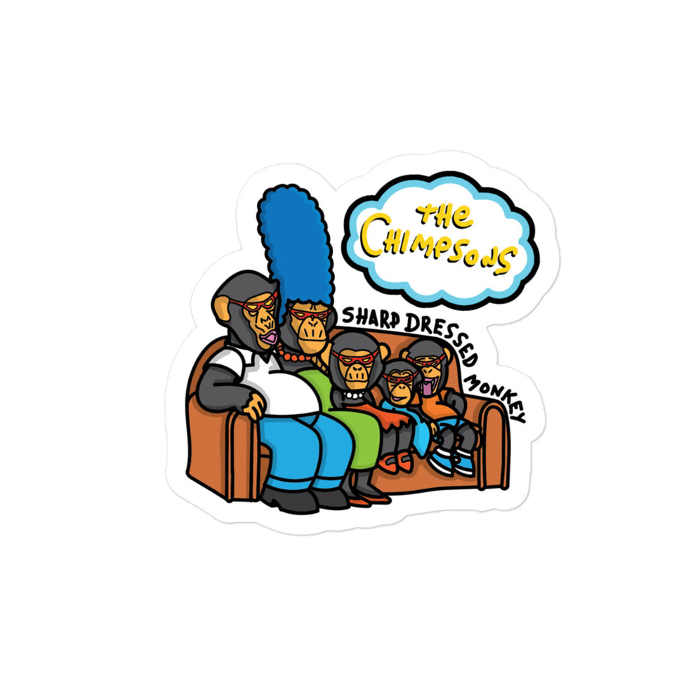 "The Chimpsons" Sticker (4"x4”) – Sharp Dressed Monkey
